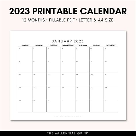Blank Monthly Calendar Printable 2023 2026 Calendar Printable