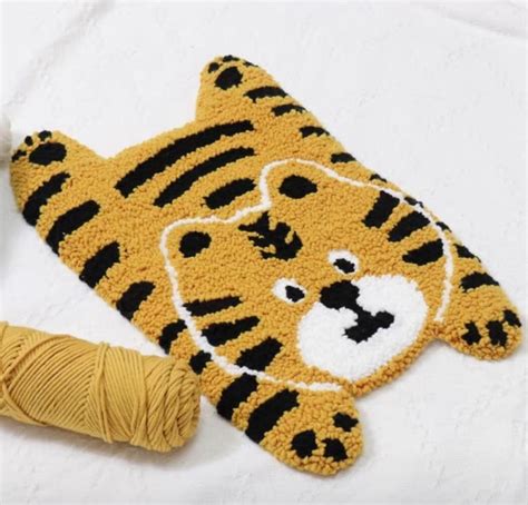 Yellow Tiger Punch Needle Rug Kit Beginner Rug Kit All Materials