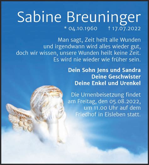 Traueranzeigen Von Sabine Breuninger Abschied Nehmen De