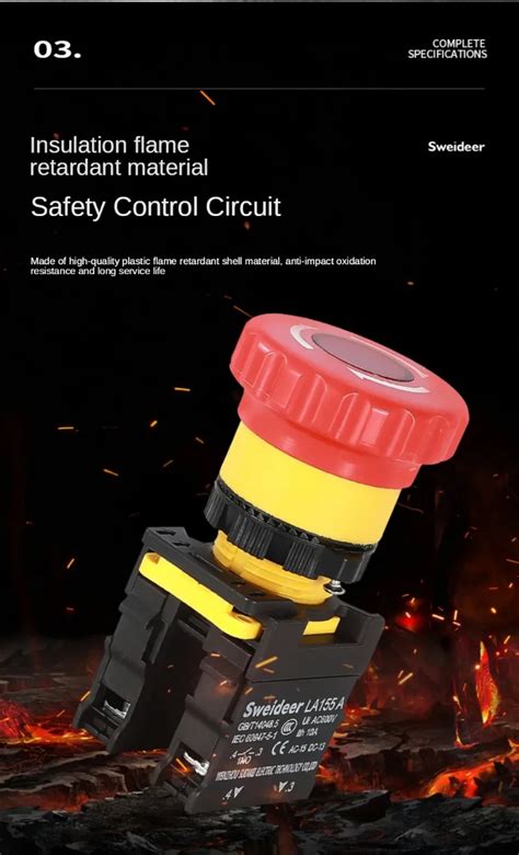 22mm Mushroom Emergency Stop Button Switch With Light Emergency Stop