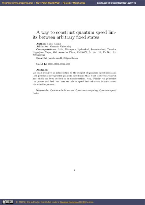 Pdf A Way To Construct Quantum Speed Limits Between Arbitrary Fixed States