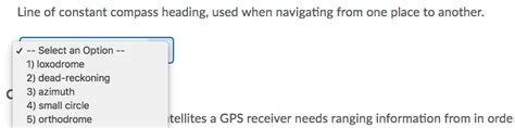 Solved Line Of Constant Compass Heading Used When
