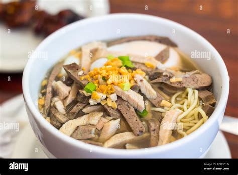 Filipino Noodle Soup Called Batchoy At A Local Restaurant In Bicol