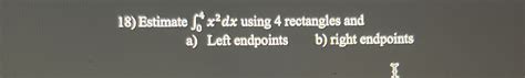 Solved Estimate ∫04x2dx ﻿using 4 ﻿rectangles Anda ﻿left