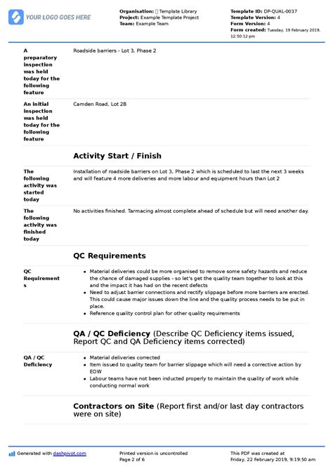 Software Quality Assurance Report Template