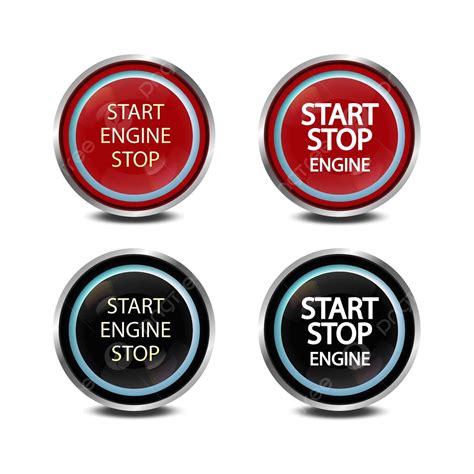 Realistic Red And Black Engine Startstop Button For Dashboard