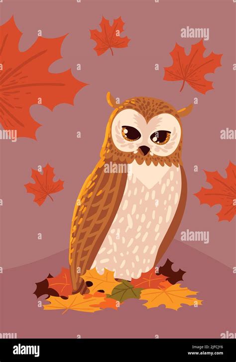 Owl And Autumn Leaf Stock Vector Image And Art Alamy