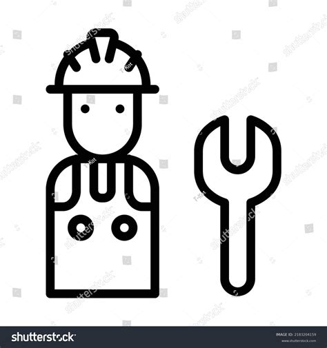 Worker Outline Icon Vector Illustration Stock Vector Royalty Free 2183204159 Shutterstock