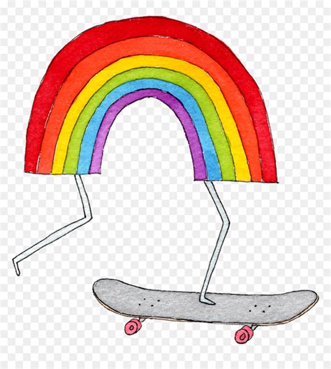 Rainbow Riding A Skateboard Hd Png Download Vhv