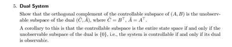 Solved Dual System Show That The Orthogonal Complement Of Chegg