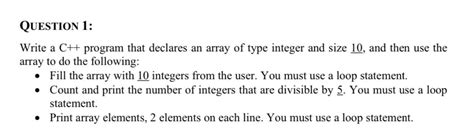 Solved Question Write A C Program That Declares An Chegg