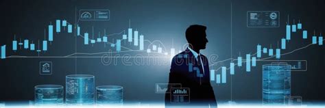 Silhouette Of A Data Analyst With Stock Graphs And Algorithm Visuals In