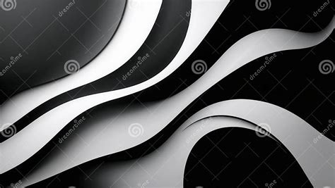 Abstract Black And White Waves Create A Dynamic Visual Effect With