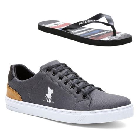 Tênis Sapatênis Masculino Polo Lona Cadarço Chinelo Cinza Netshoes