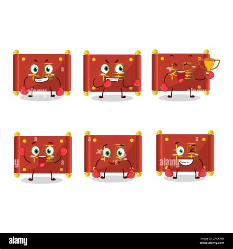 A Sporty Red Paper Roll Chinese Boxing Athlete Cartoon Mascot Design