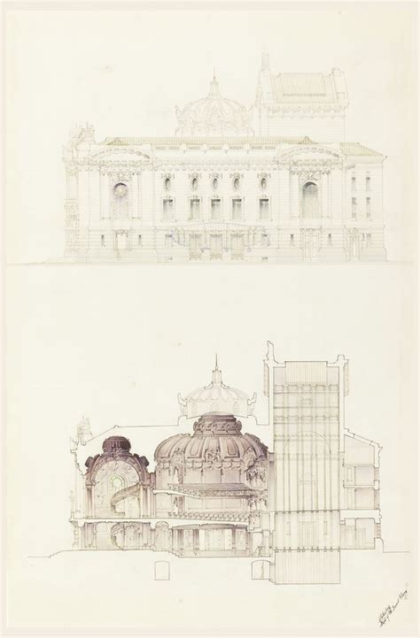 Elevation Cross Section Opera House Free Photo Illustration Rawpixel