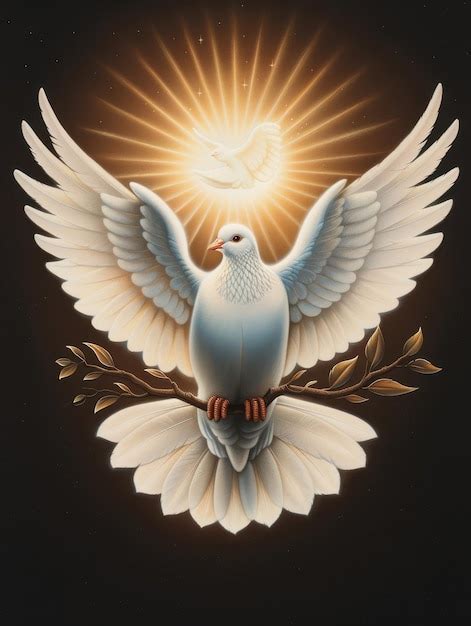 Dove Symbol Of The Holy Spirit In A Golden Light Premium Ai Generated Image