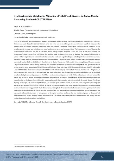 Pdf Geo Spectroscopic Modeling For Mitigation Of Tidal Flood Disasters In Banten Coastal Areas