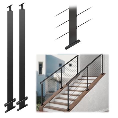 Muzata 2pack Cable Railing Post Slope Post 36x1x2 Post Body 33 Angled Post Base 30 Degree