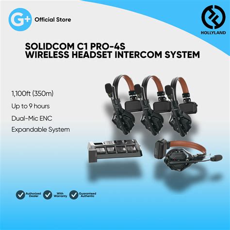 Hollyland Solidcom C1 Pro 4s 4s Dh Full Duplex Enc Wireless Intercom System With 4 Headsets