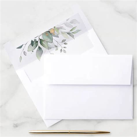 Greenery Eucalyptus Leaves Botanical Wedding Envelope Liner Zazzle