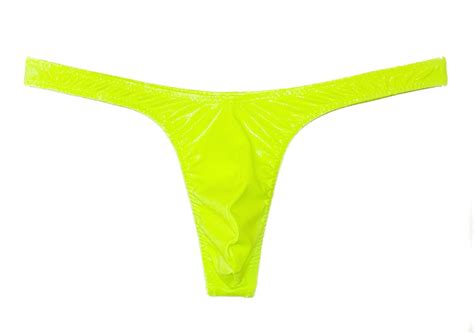 Fluorescent Yellow Liquid Hologram Super Slim Ed Thong Swimsuit