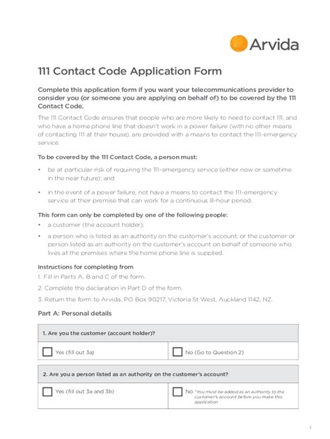 Fillable Online 111 Contact Code Application Form Fax Email Print Pdffiller