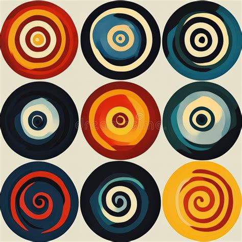 Colorful Abstract Circular Patterns With Vibrant And Dynamic Swirls Stock Illustration