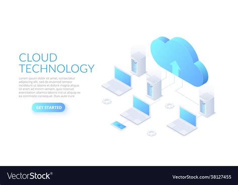 Isometric Cloud Technology With Datacenter Vector Image