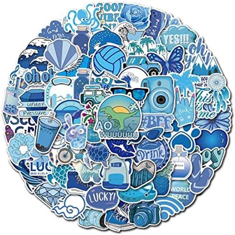 100 Pcs Girls Blue Aesthetic Stickers Pack For Teens Girls