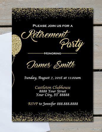 Retirement Party Invitations Black And Gold