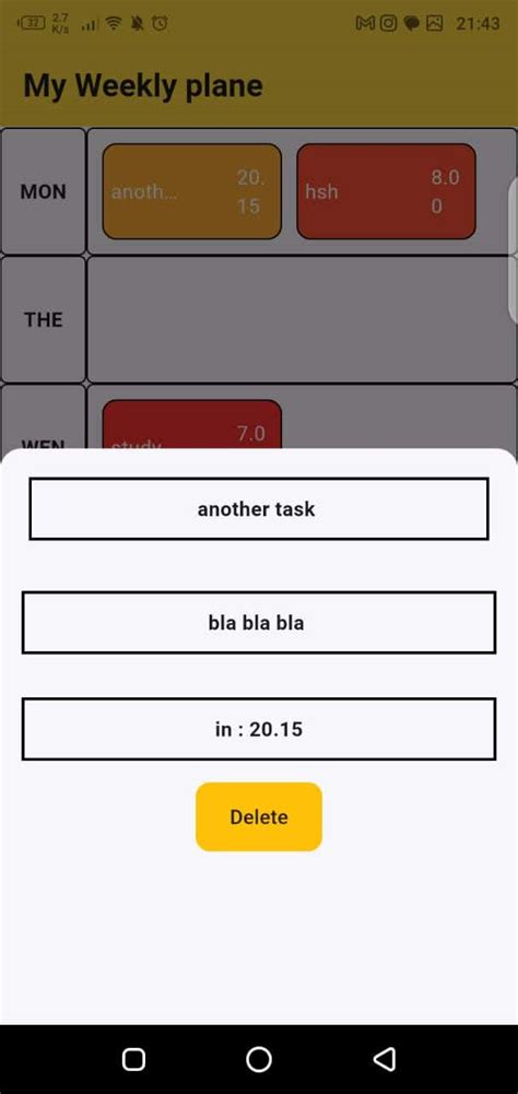 A Weekly Plan Organisation App Freelancer