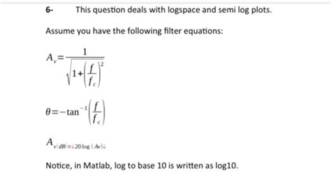 solved 6 this question deals with logspace and semi log