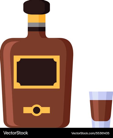 Bottle Of Liquor With A Blank Label Stands Next Vector Image