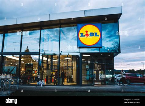 Image Of An Illuminated Lidl Supermarket Entrance Stock Photo Alamy