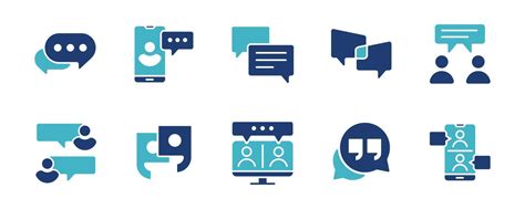 Set Of Online Dialogue Speech Bubble Icon Business Communication