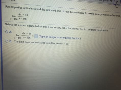 Solved Use Properties Of Limits To Find The Indicated Limit