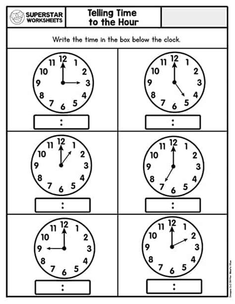 Telling Time Worksheets Superstar Worksheets