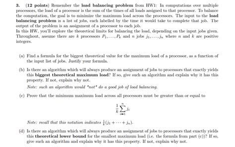 Solved 3 12 Points Remember The Load Balancing Problem