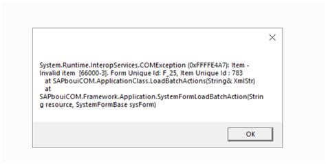 C Sap Business One B1 Invalid Item 66000 3 Error Stack Overflow