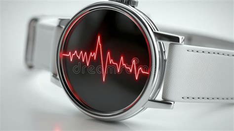 Modern Smartwatch Displaying Heart Rate Medical Technology Concept Fitness Tracker With Red