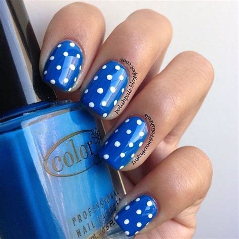 Blue White Polka Dots Polka Dot Nail Art Designs Dot Nail Art