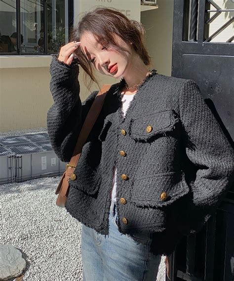 오늘출발빅사이즈무배 크롭데일리 트위드자켓 빅사이즈 2호까지