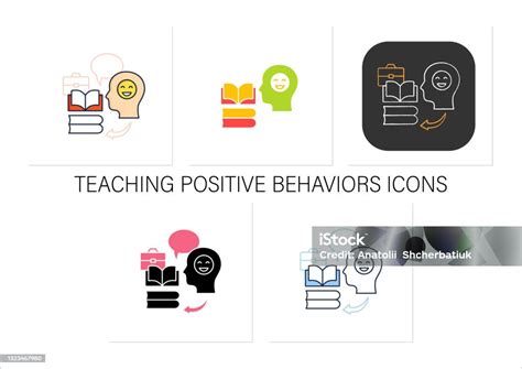 Teaching Positive Behaviors Icons Set Stock Illustration Download