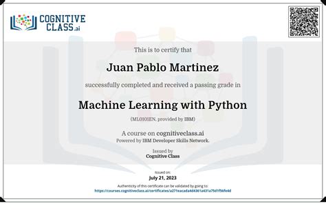 IBM ML0101EN Certificate Cognitive Class
