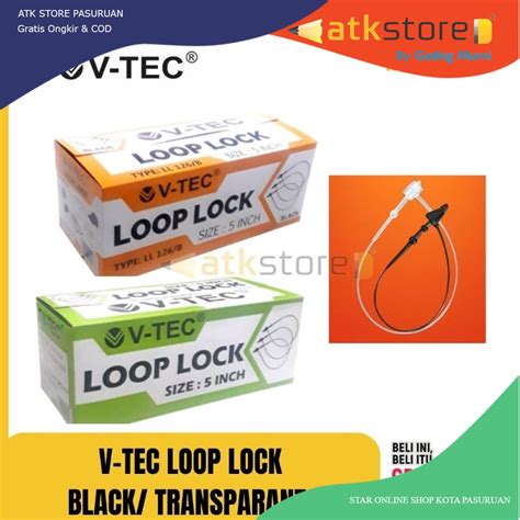 jual loop lock v tec 5 inch hitam putih hang tag baju 5 inch