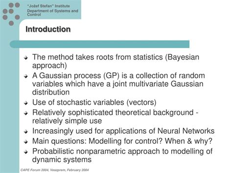 Ppt Modelling And Control Of Nonlinear Dynamic Systems With Gaussian