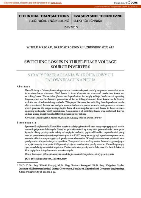 Pdf Switching Losses In Three Phase Voltage Source Inverters