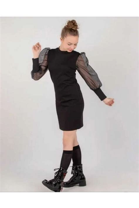 Muraty 9 10 11 12 13 14 15 Yaş Nano Interlok Balon Kol Elbise Fiyatı Yorumları Trendyol