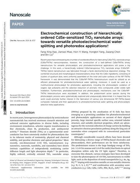 Pdf Electrochemical Construction Of Hierarchically Ordered Cdse